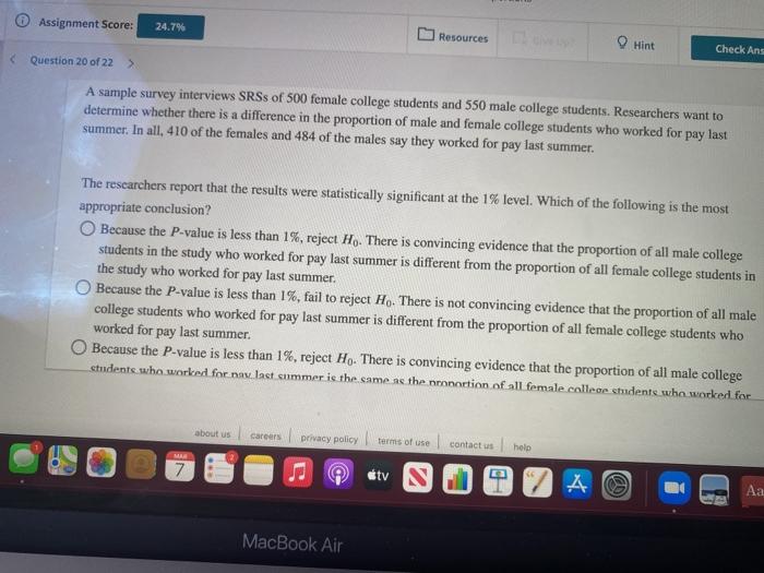 Solved Assignment Score: 24.7% Resources Hint Check Ans