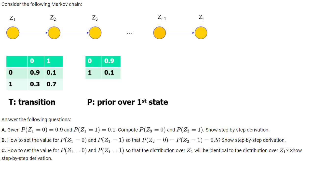 Consider the following Markov chain:Answer the | Chegg.com