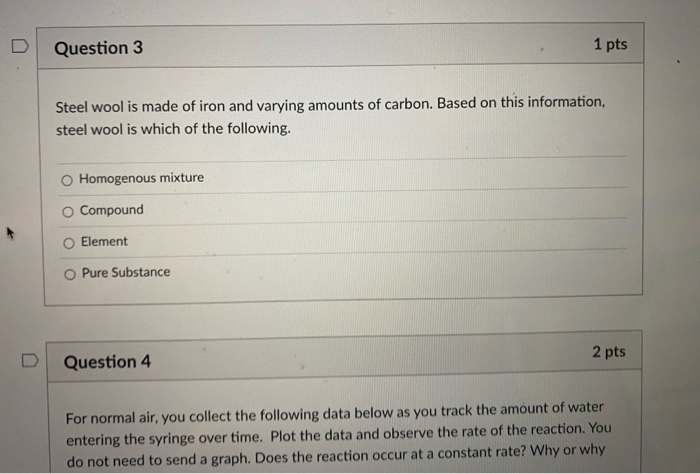 Solved Question 1 2 pts In this experiment, iron in the | Chegg.com