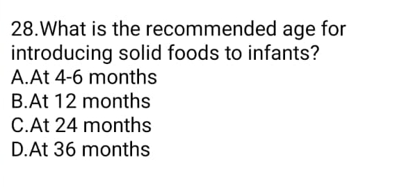 Solved nursing: What is the recommended age for introducing | Chegg.com