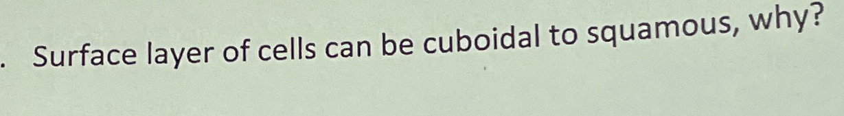 Solved Surface layer of cells can be cuboidal to squamous, | Chegg.com