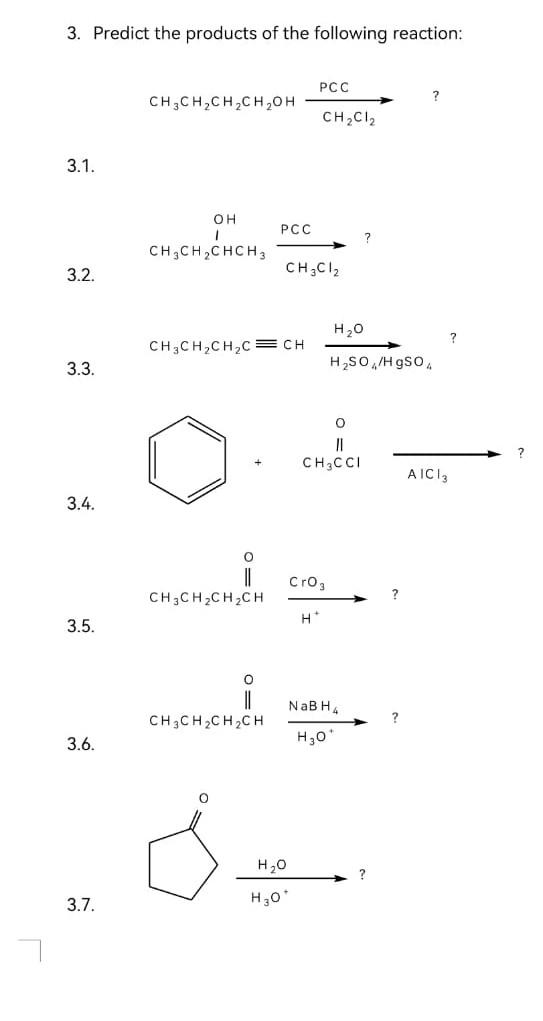 Solved 3. Predict the products of the following reaction: | Chegg.com