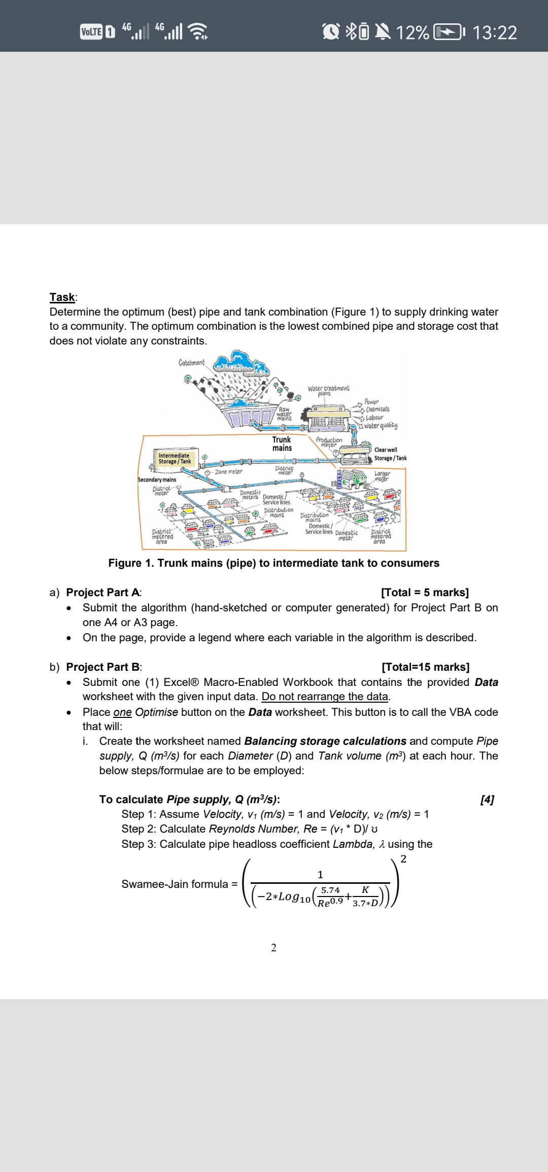 Task:Determine the optimum (best) ﻿pipe and tank | Chegg.com