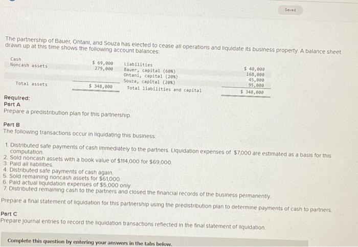 Solved The partnership of Bauer, Ohtani, and Souza has | Chegg.com