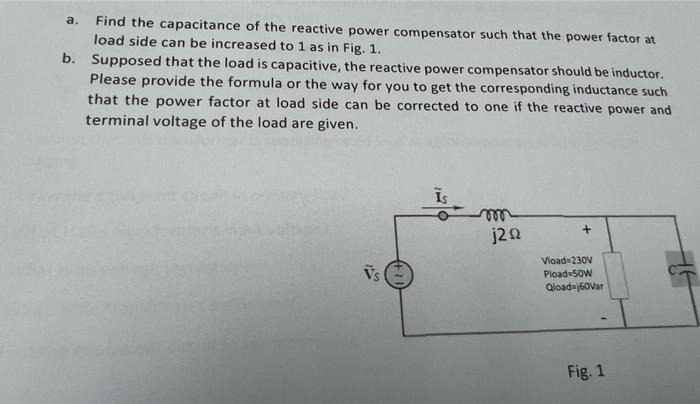 Solved a. Find the capacitance of the reactive power | Chegg.com