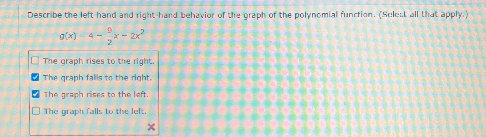 Solved Describe the left-hand and right-hand behavior of the | Chegg.com