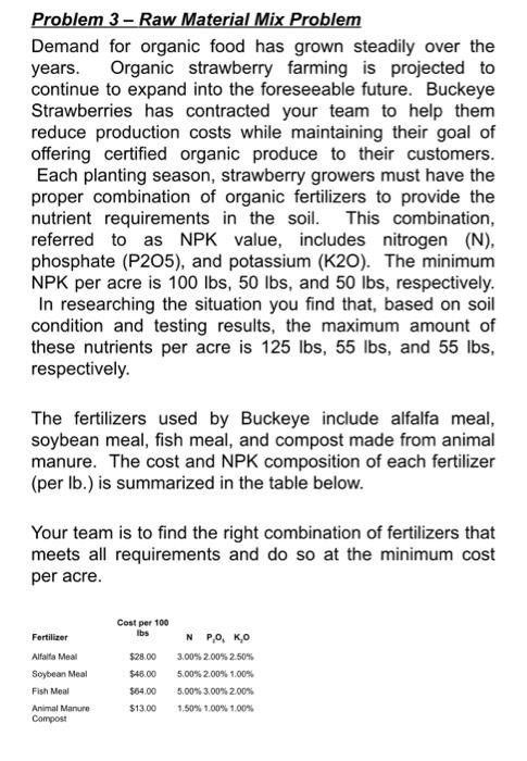 Solved Solve using excel solver. Show formulas and list | Chegg.com