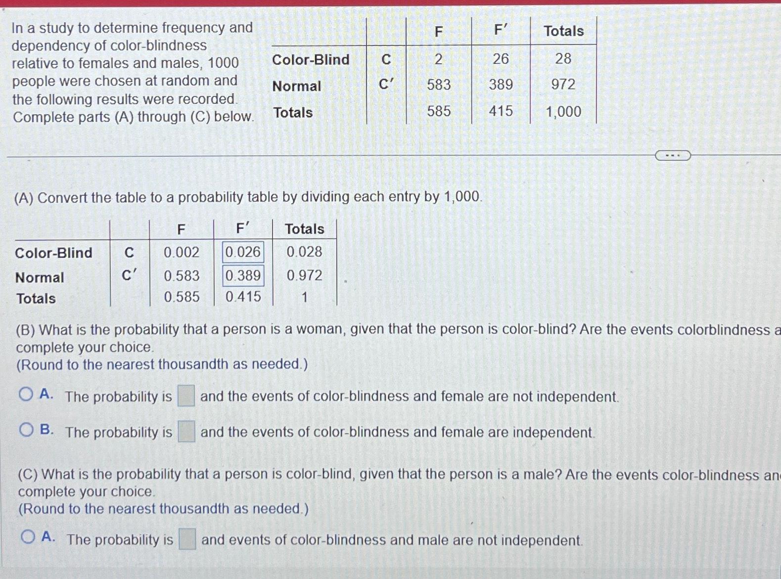 Solved In a study to determine frequency and dependency of | Chegg.com