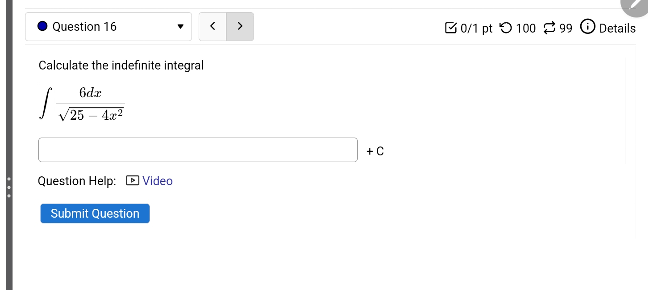 Solved Calculate the indefinite | Chegg.com