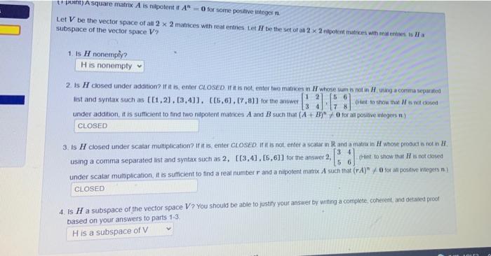 Solved (1 point) Determine whether the given set S is a | Chegg.com