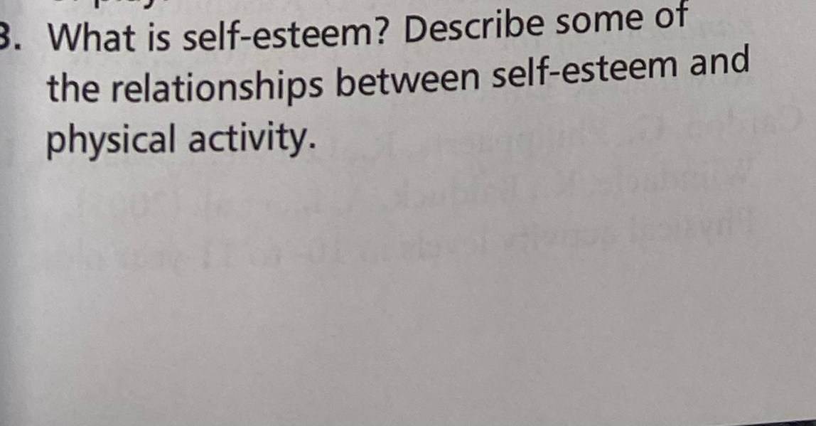 Solved What is self-esteem? Describe some of the | Chegg.com