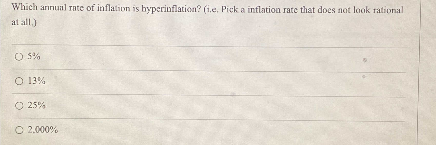 Solved Which annual rate of inflation is hyperinflation? | Chegg.com