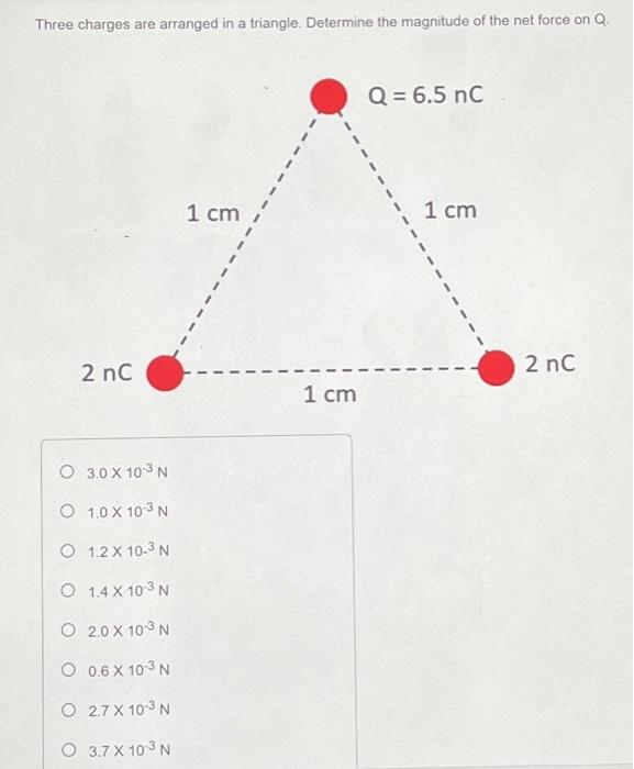 Solved Three charges are arranged in a triangle. Determine | Chegg.com