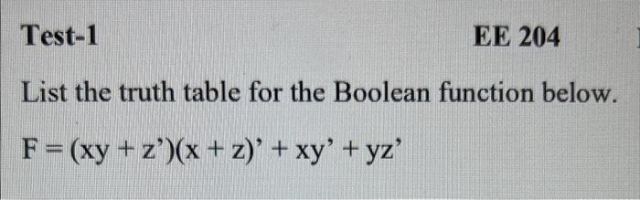 Solved List the truth table for the Boolean function below. | Chegg.com