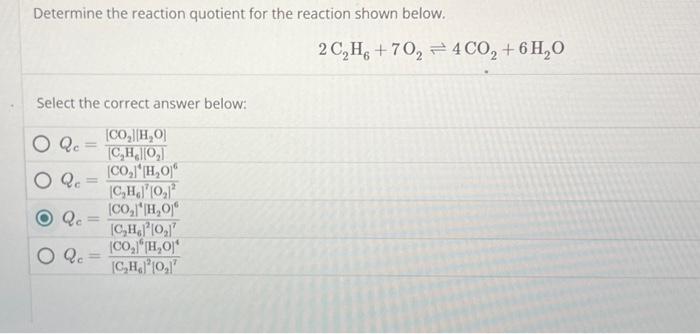 Solved Determine the reaction quotient for the reaction | Chegg.com