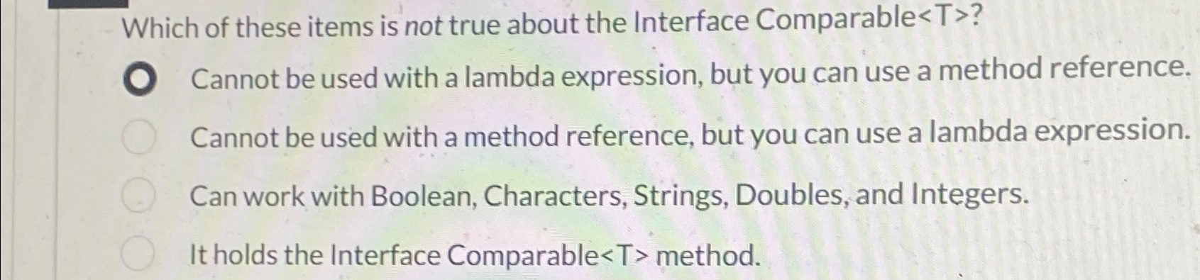 Solved Which of these items is not true about the Interface | Chegg.com