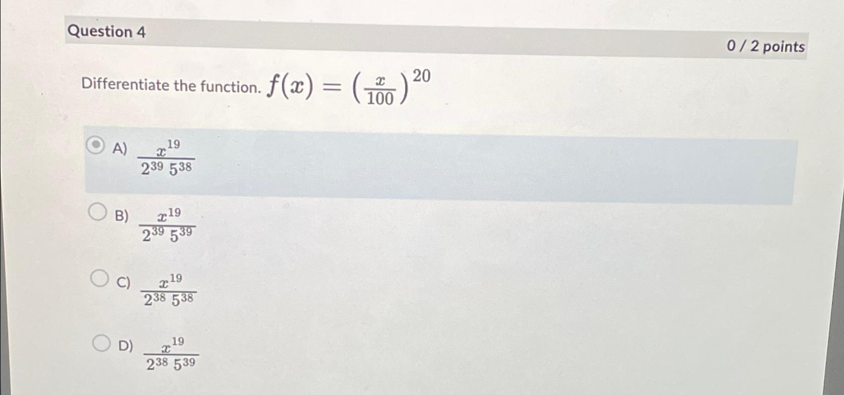 Solved Question 402 ﻿pointsDifferentiate the function. | Chegg.com