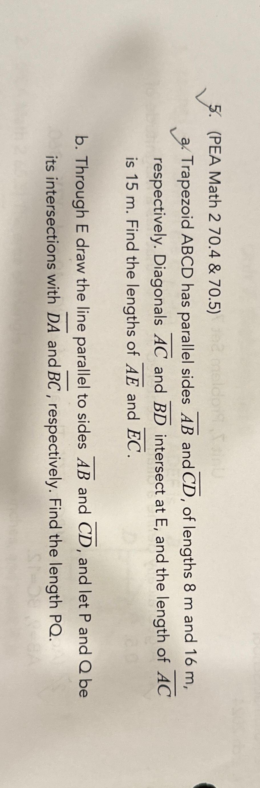 Solved (PEA Math 270.4& 70.5)a. ﻿Trapezoid ABCD has parallel | Chegg.com