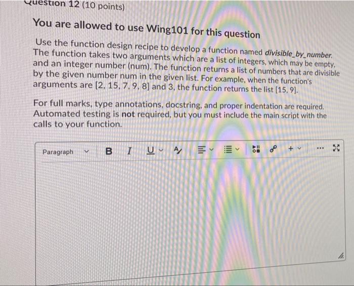 Solved Questio 12 (10 points) You are allowed to use Wing101 | Chegg.com