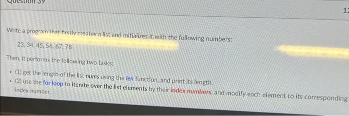 Solved Write A Program That Firstly Creates A List And