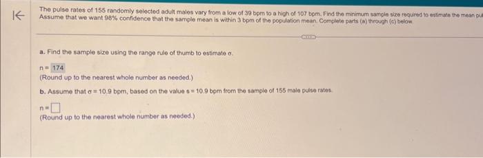 Solved The pulse rates of 155 randomly selected adult males | Chegg.com
