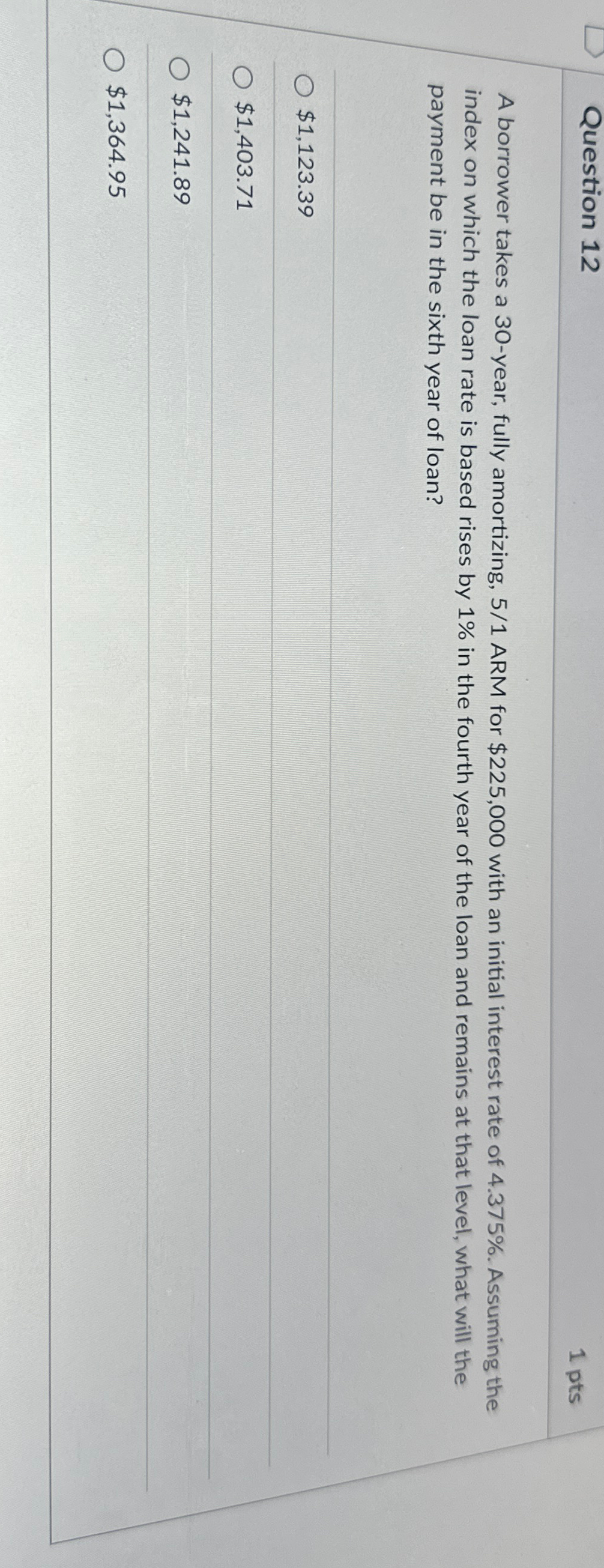 Solved Question 121 ﻿ptsA borrower takes a 30-year, fully | Chegg.com