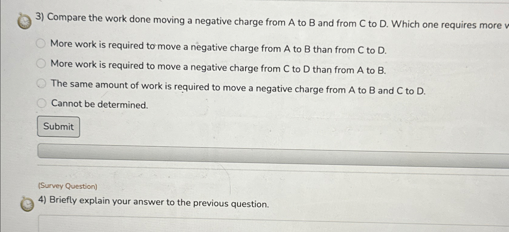 Solved Compare the work done moving a negative charge from A | Chegg.com