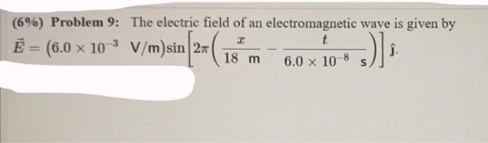 Solved (6\%) Problem 9: The electric field of an | Chegg.com