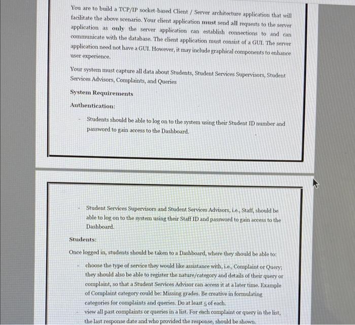 Solved You are to build a TCP/IP socket-based Client / | Chegg.com
