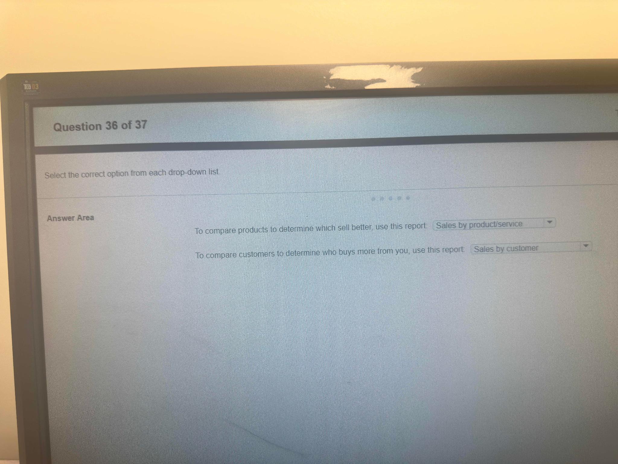 Solved Question 36 ﻿of 37Select the correct option from each | Chegg.com
