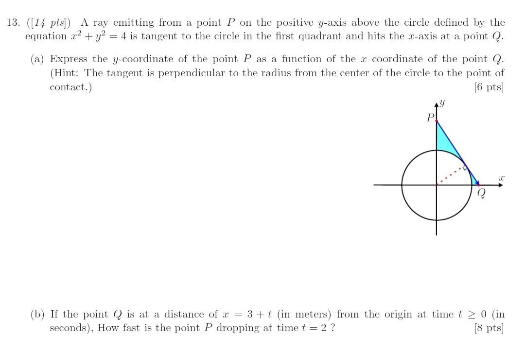 Solved 3. ([14 pts ] A ray emitting from a point P on the | Chegg.com