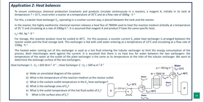 Solved Application 2: Heat balances To ensure continuous | Chegg.com