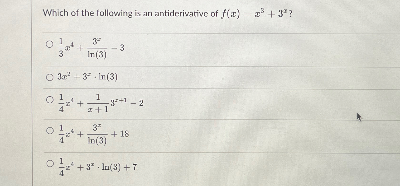Solved Which of the following is an antiderivative of | Chegg.com
