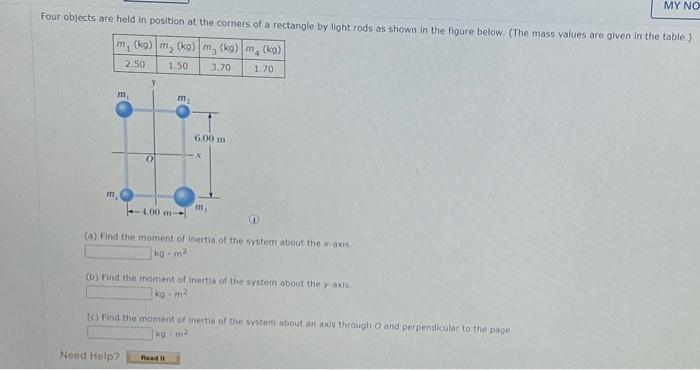 Solved Four objects are held in position at the corners of a | Chegg.com