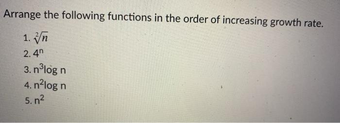 Solved Arrange the following functions in the order of | Chegg.com