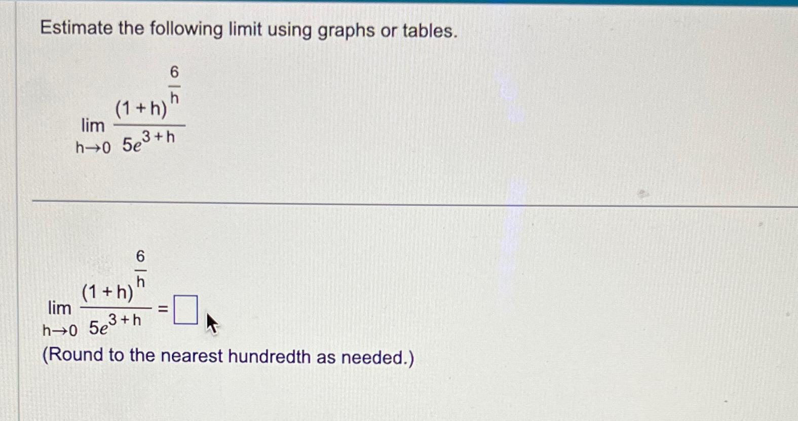 Solved Estimate the following limit using graphs or | Chegg.com