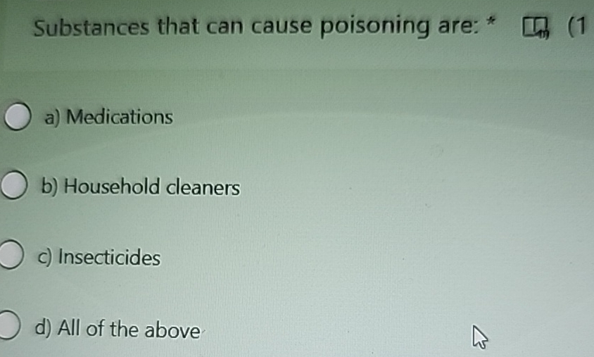 Solved Substances that can cause poisoning are: *a) | Chegg.com