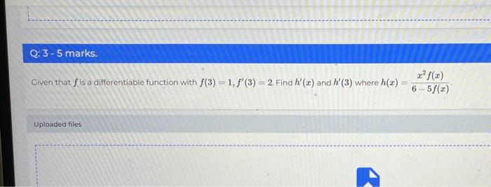 Solved Given that f is a differentiable function with | Chegg.com