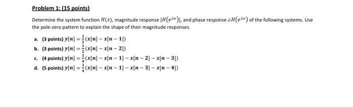 Solved Transfer Function, Frequency Response and Magnitude | Chegg.com
