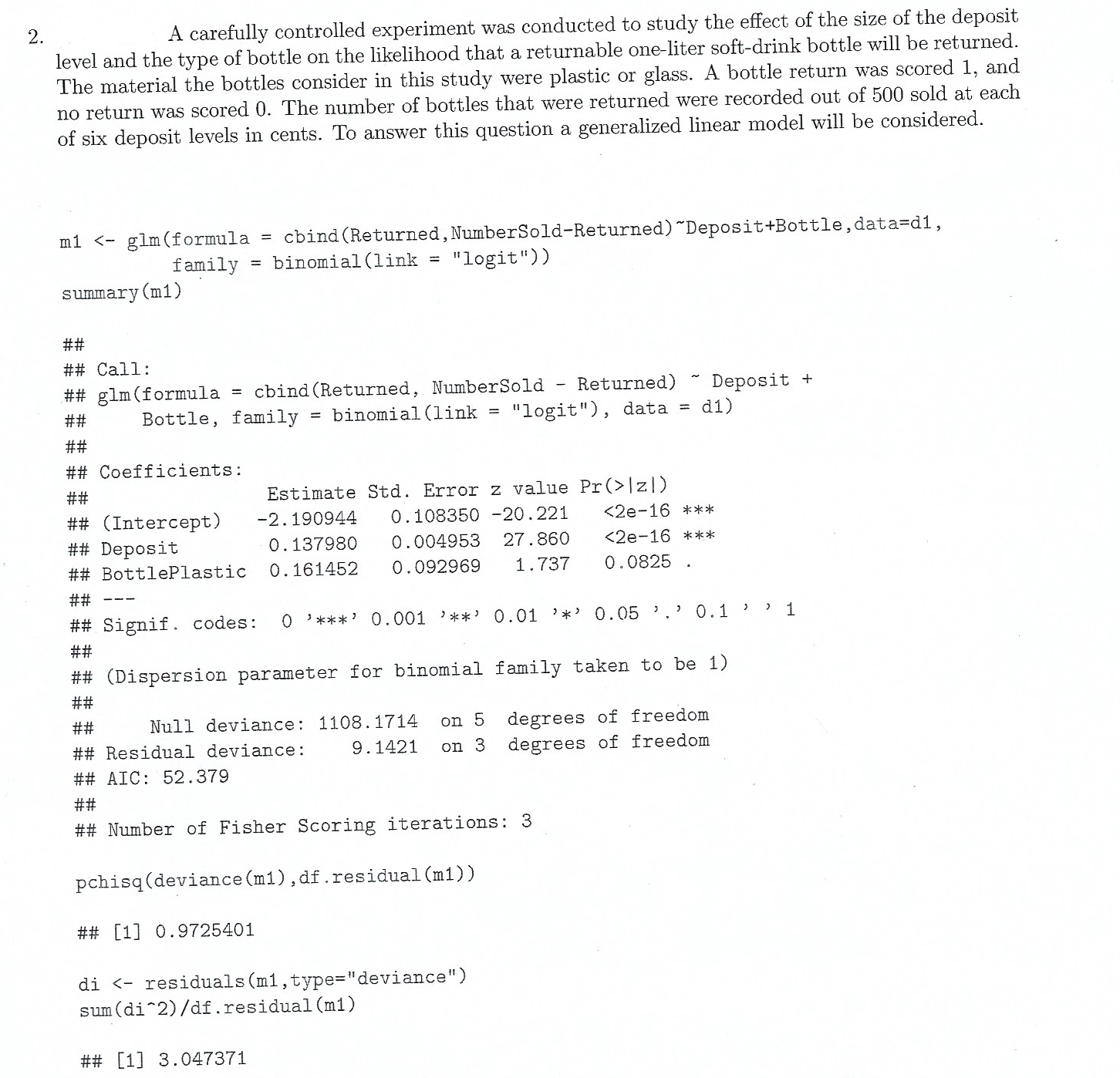 Solved From the following R printout, answer the | Chegg.com