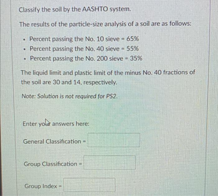 Solved Classify the soil by the AASHTO system. The results | Chegg.com