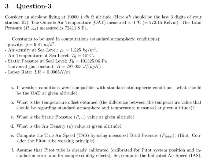 Solved Consider an airplane flying at 10000+dhft altitude | Chegg.com