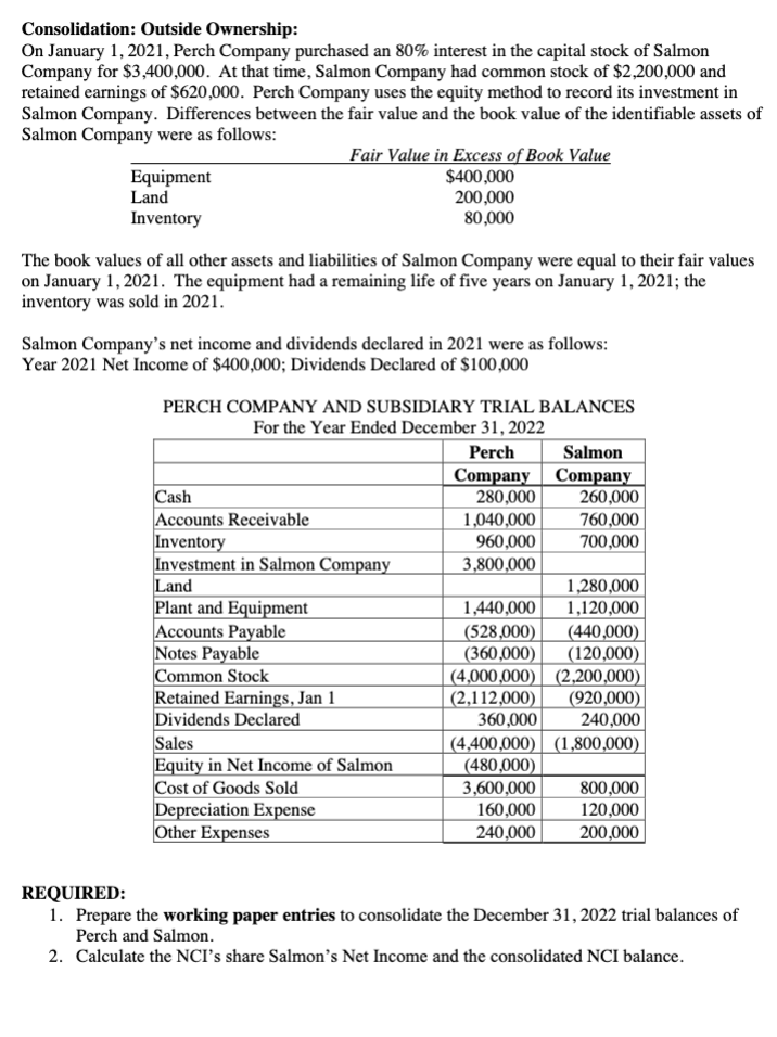 Solved 1. ﻿Prepare the working paper entries to consolidate | Chegg.com