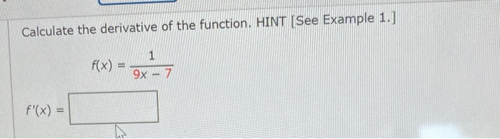 Solved Calculate the derivative of the function. HINT (See | Chegg.com