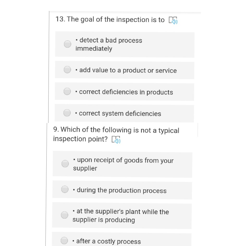 Solved 13. The goal of the inspection is to M • detect a bad | Chegg.com