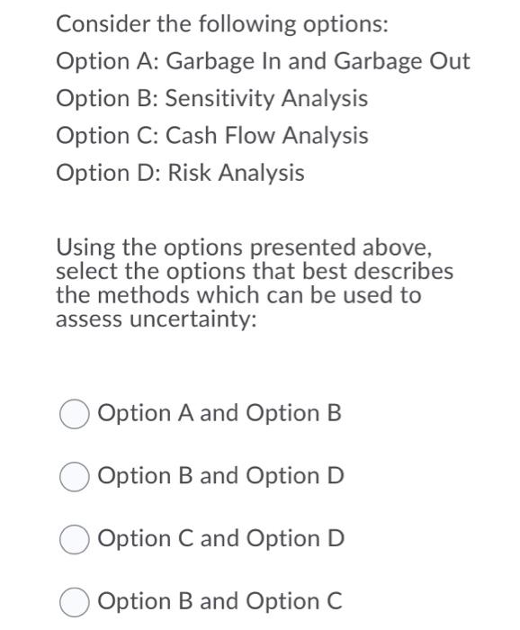 Solved Consider the following options: Option A: Garbage In | Chegg.com