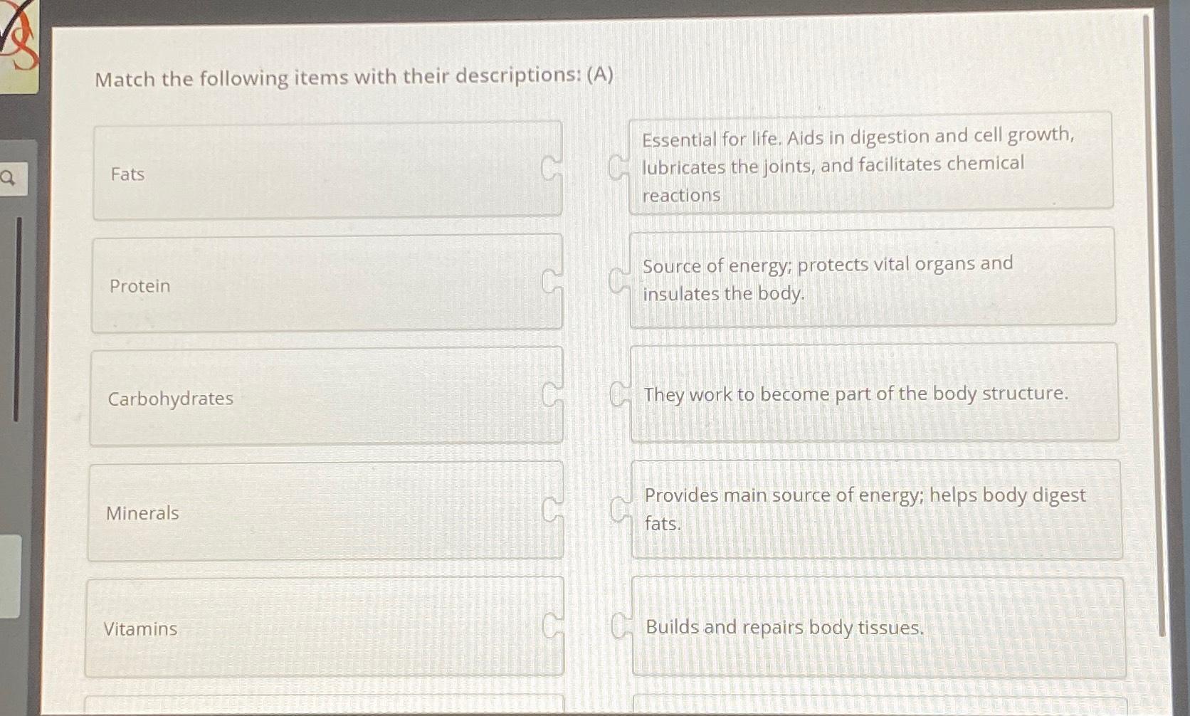Solved Match the following items with their descriptions: | Chegg.com