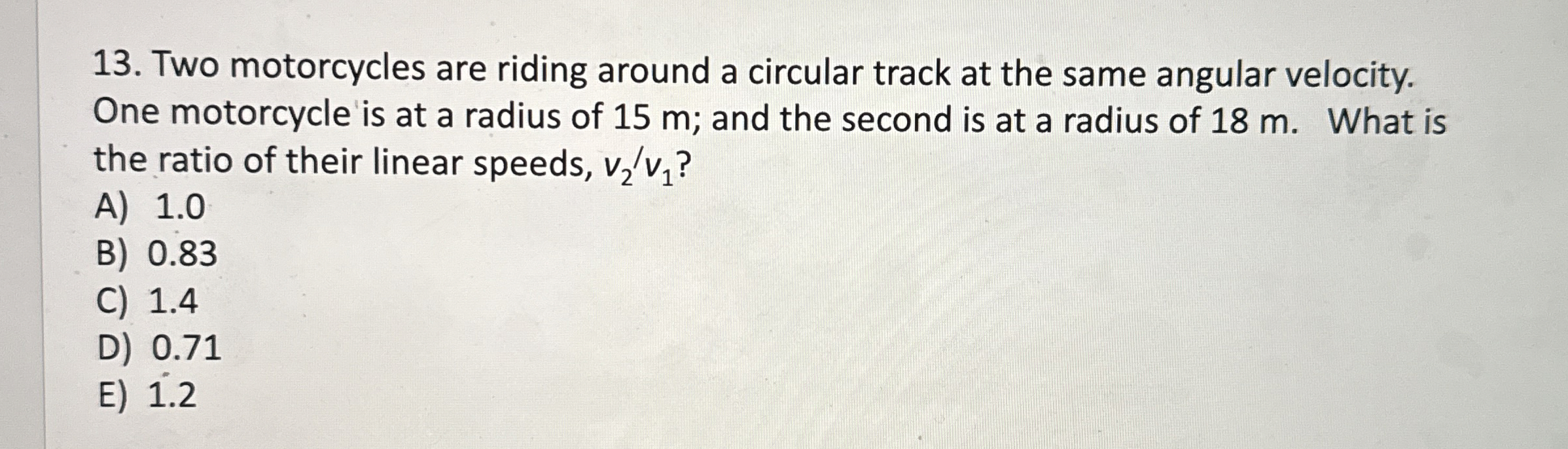 Solved Two motorcycles are riding around a circular track at | Chegg.com