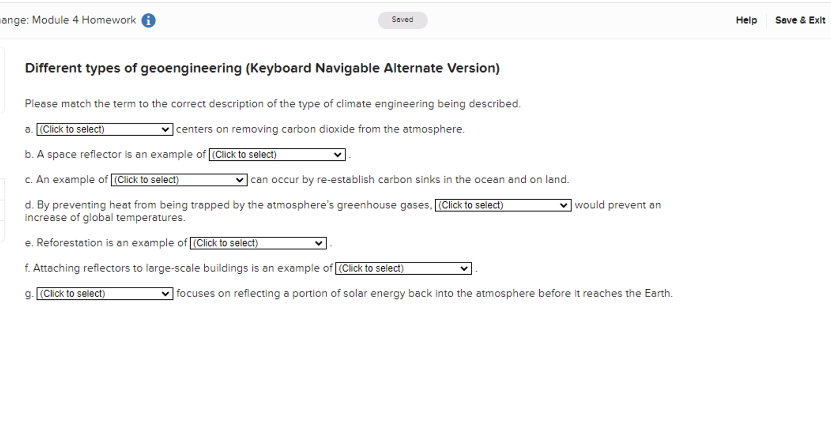 Solved Different types of geoengineering (Keyboard Navigable | Chegg.com