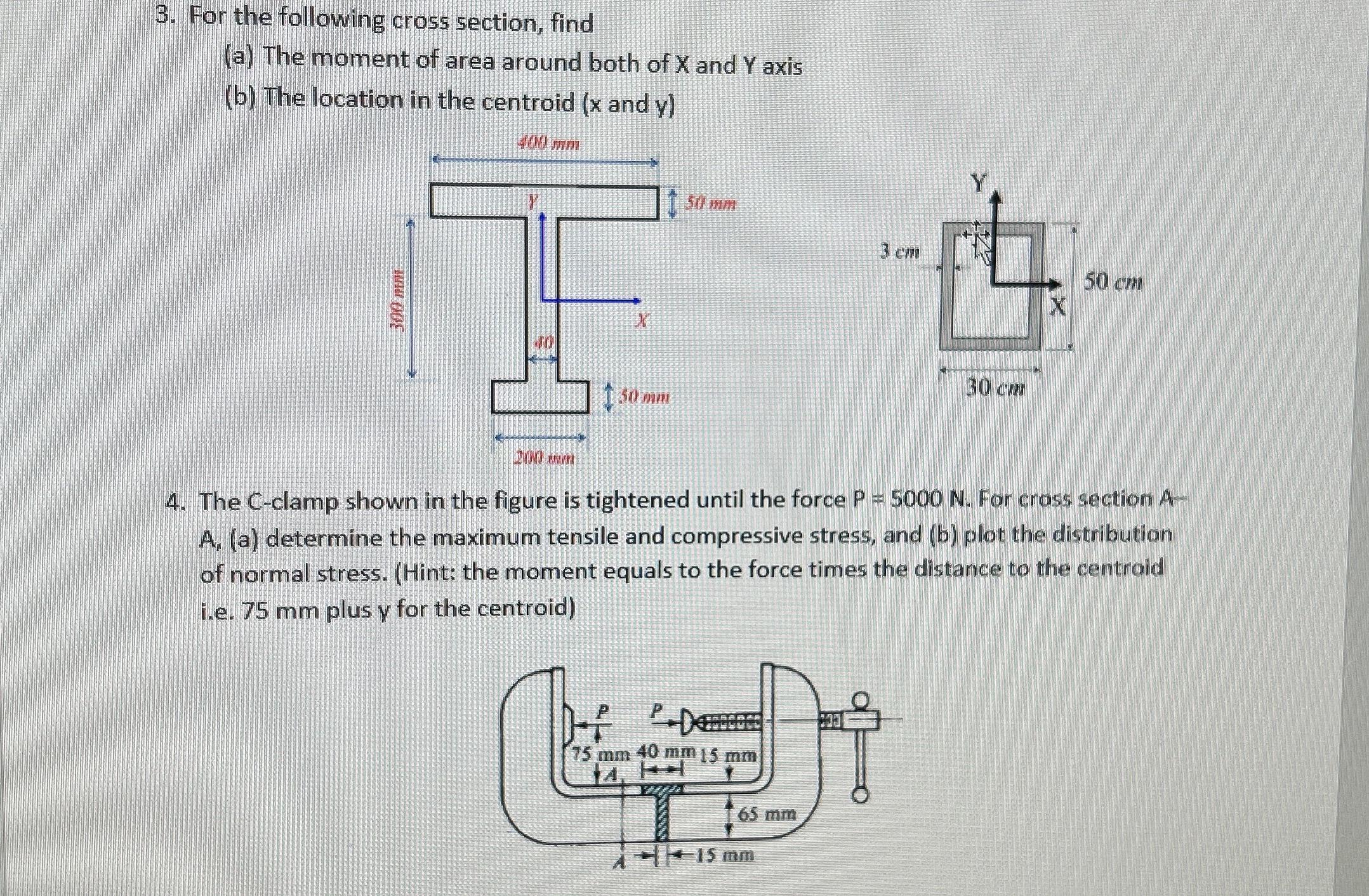 Solved For the following cross section, find(a) ﻿The moment | Chegg.com